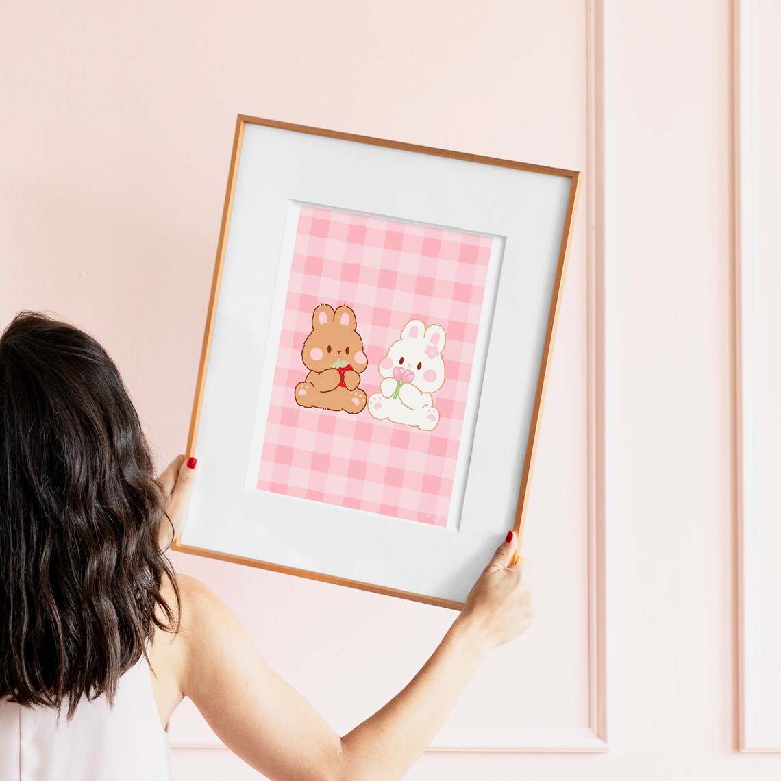 Printable Cute Bunny Art Print Digital Kawaii Art Bunnycore Art Pink ...