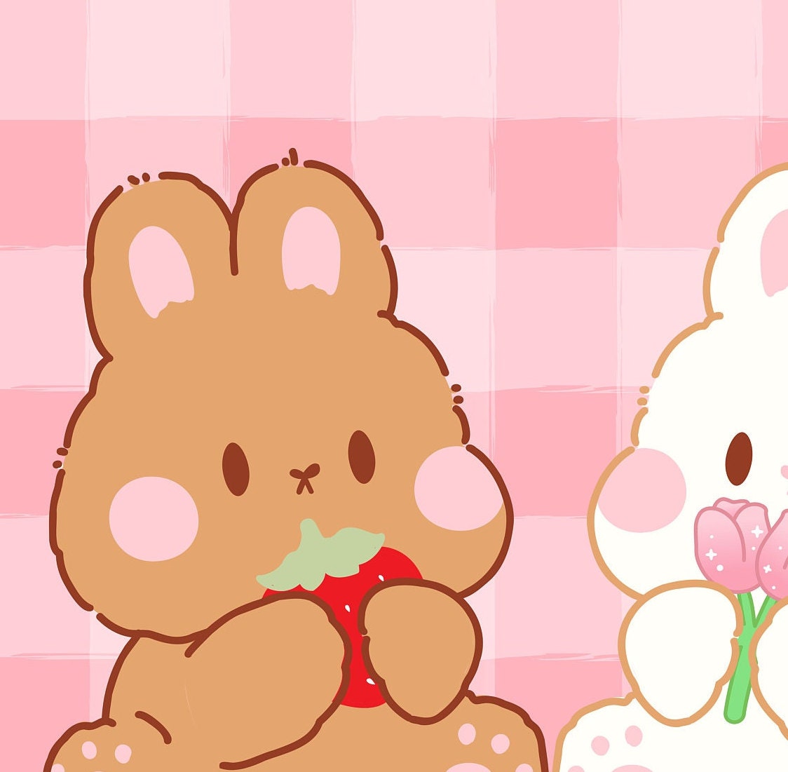 Printable Cute Bunny Art Print Digital Kawaii Art Bunnycore Art Pink ...