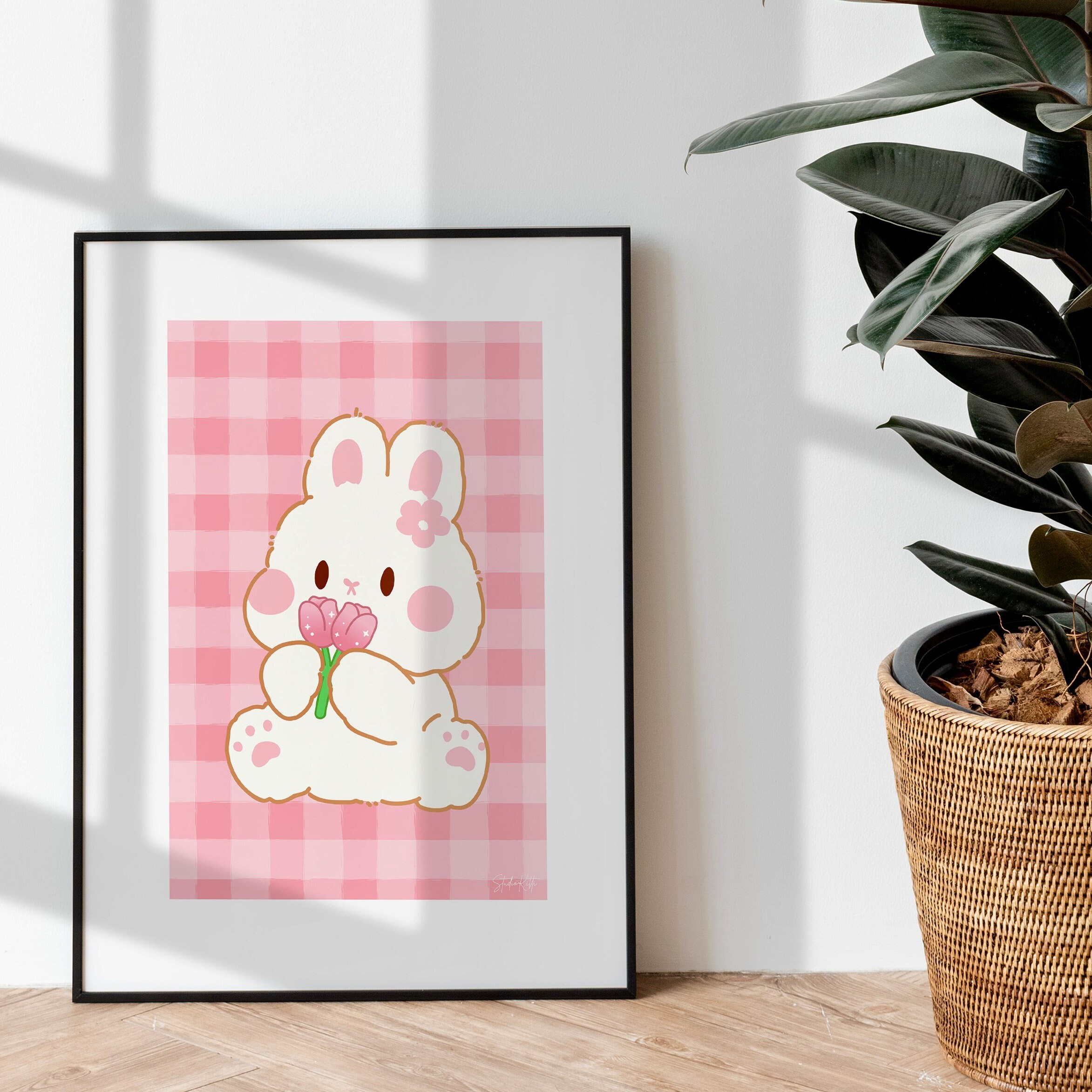 Printable Cute Bunny Art Print Digital Kawaii Art - Etsy