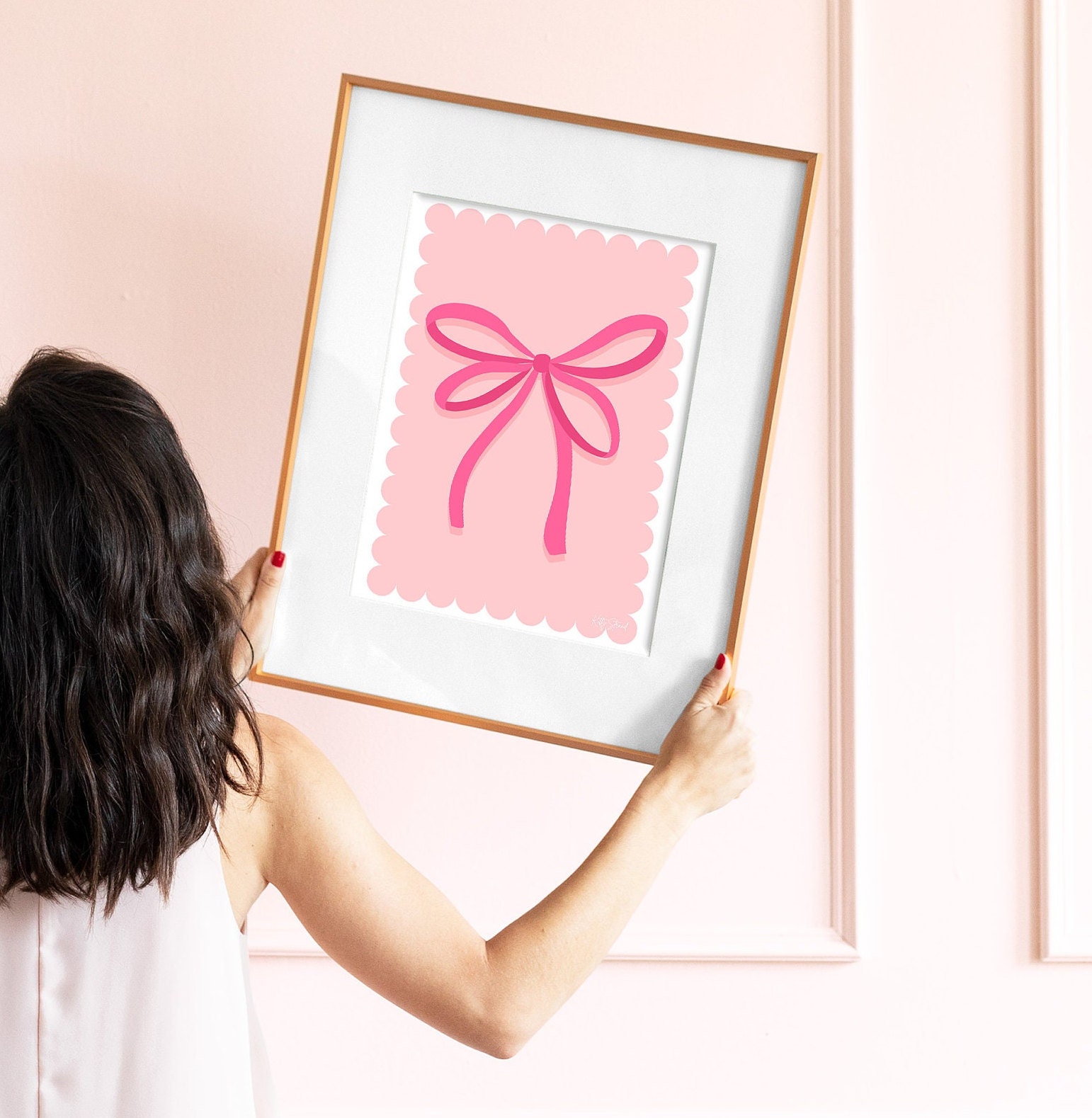 Printable Pink Ribbon Art Print Digital Coquette Art Bow Art Pink ...
