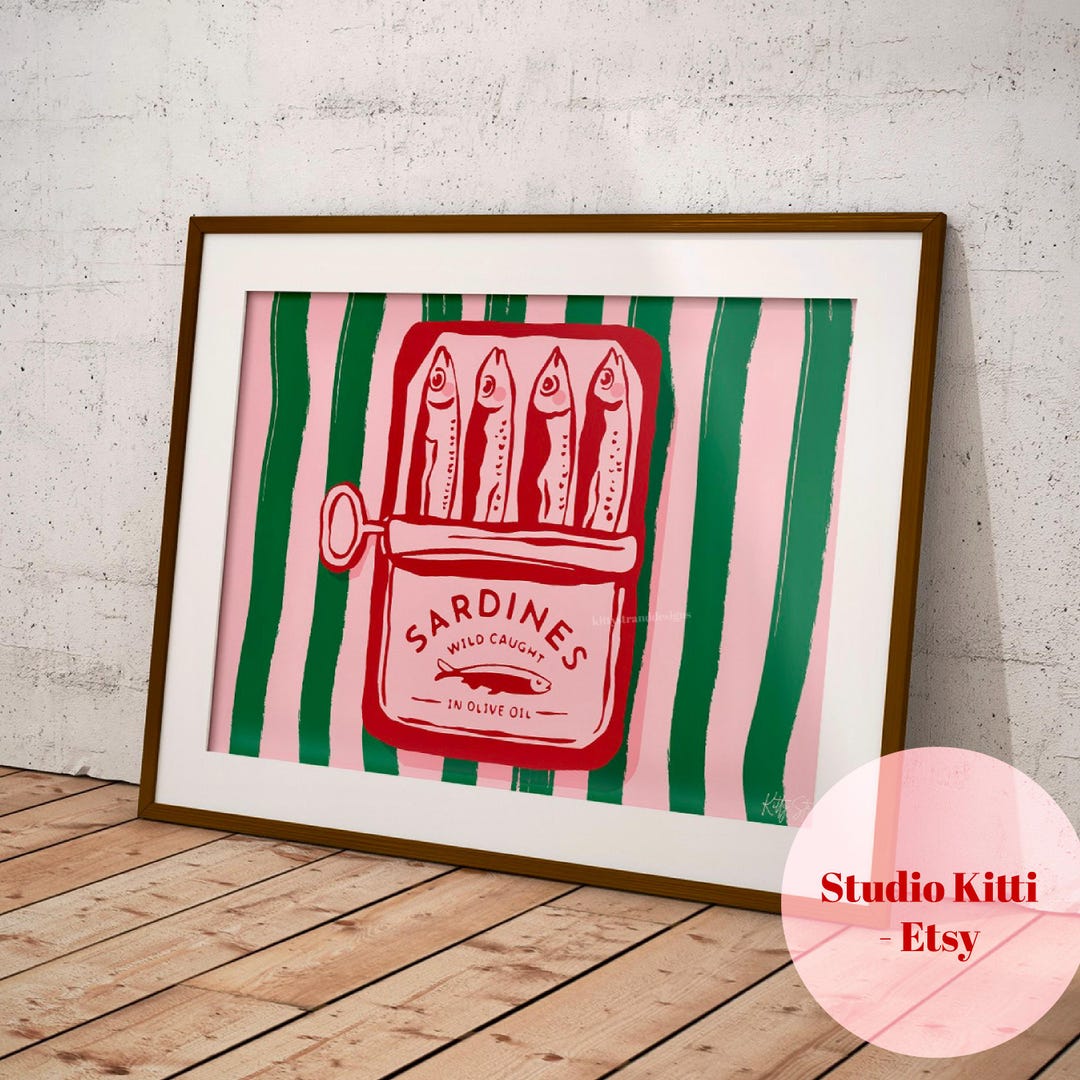 Printable Horizontal Sardines Art Print - Kitchen Wall Art - Aesthetic ...
