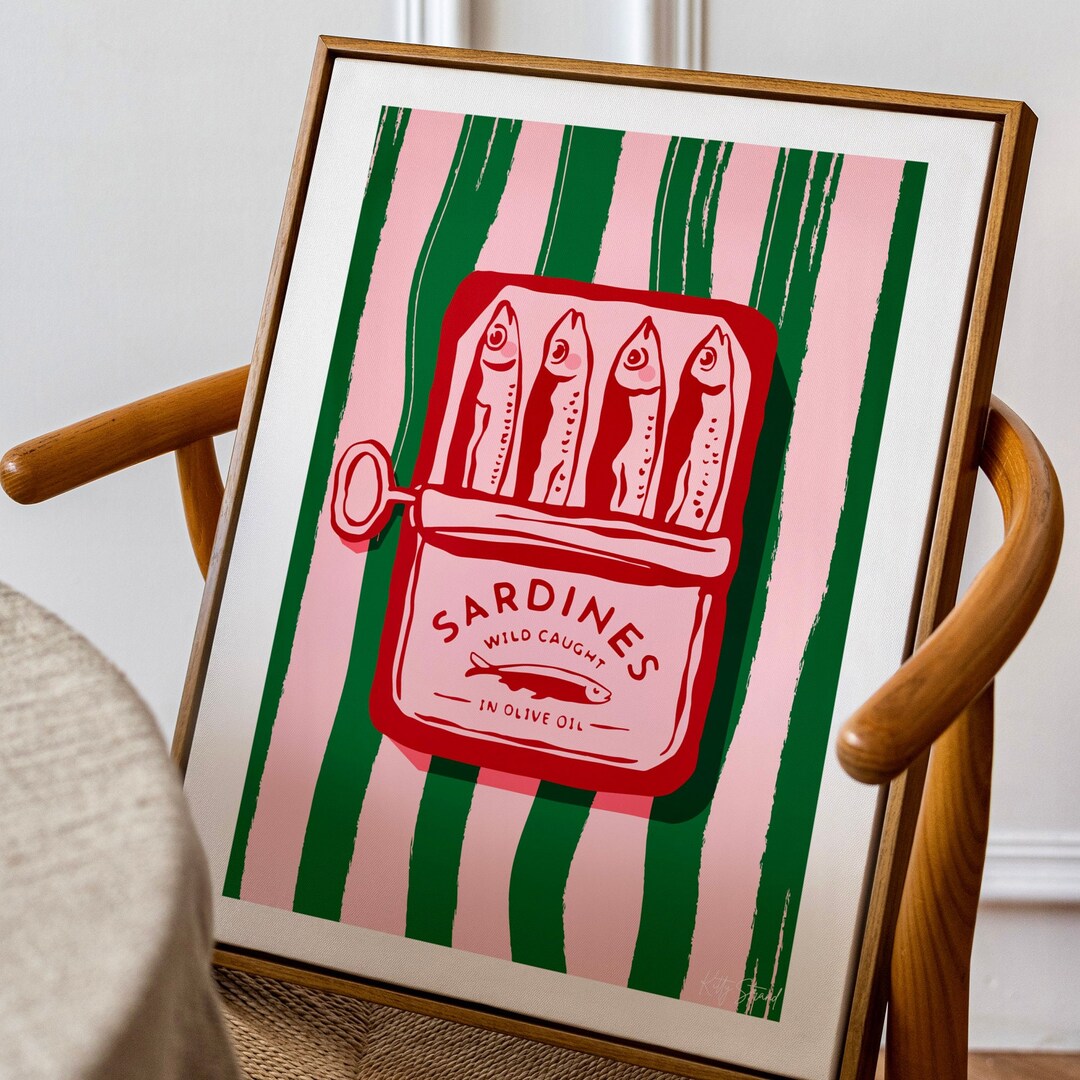 Printable Sardines Art Print - Kitchen Wall Art - Aesthetic Art - Fish ...