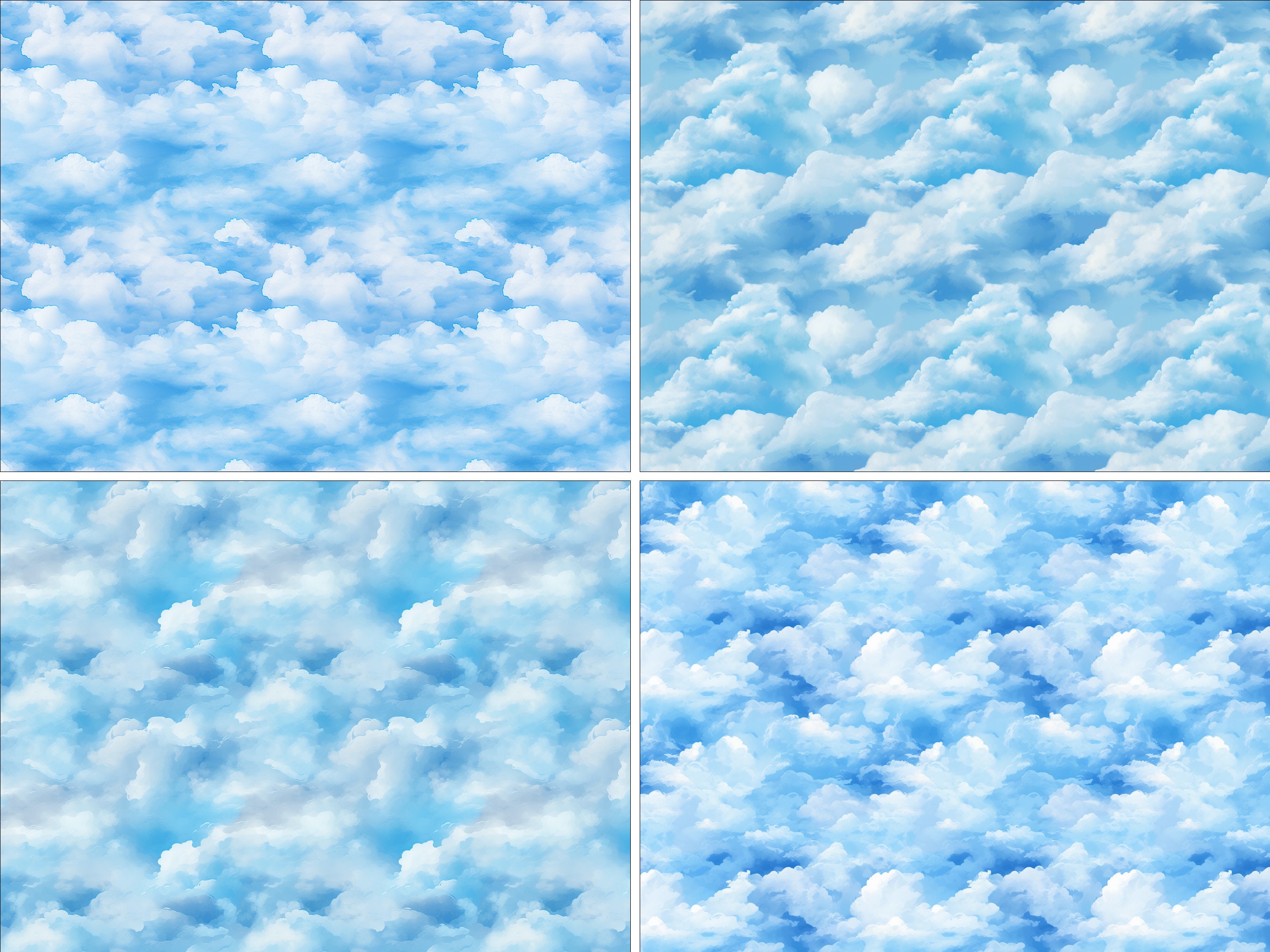 Blue Sky Seamless Pattern Digital Paper, Sky Backgrounds, Blue Gradient ...