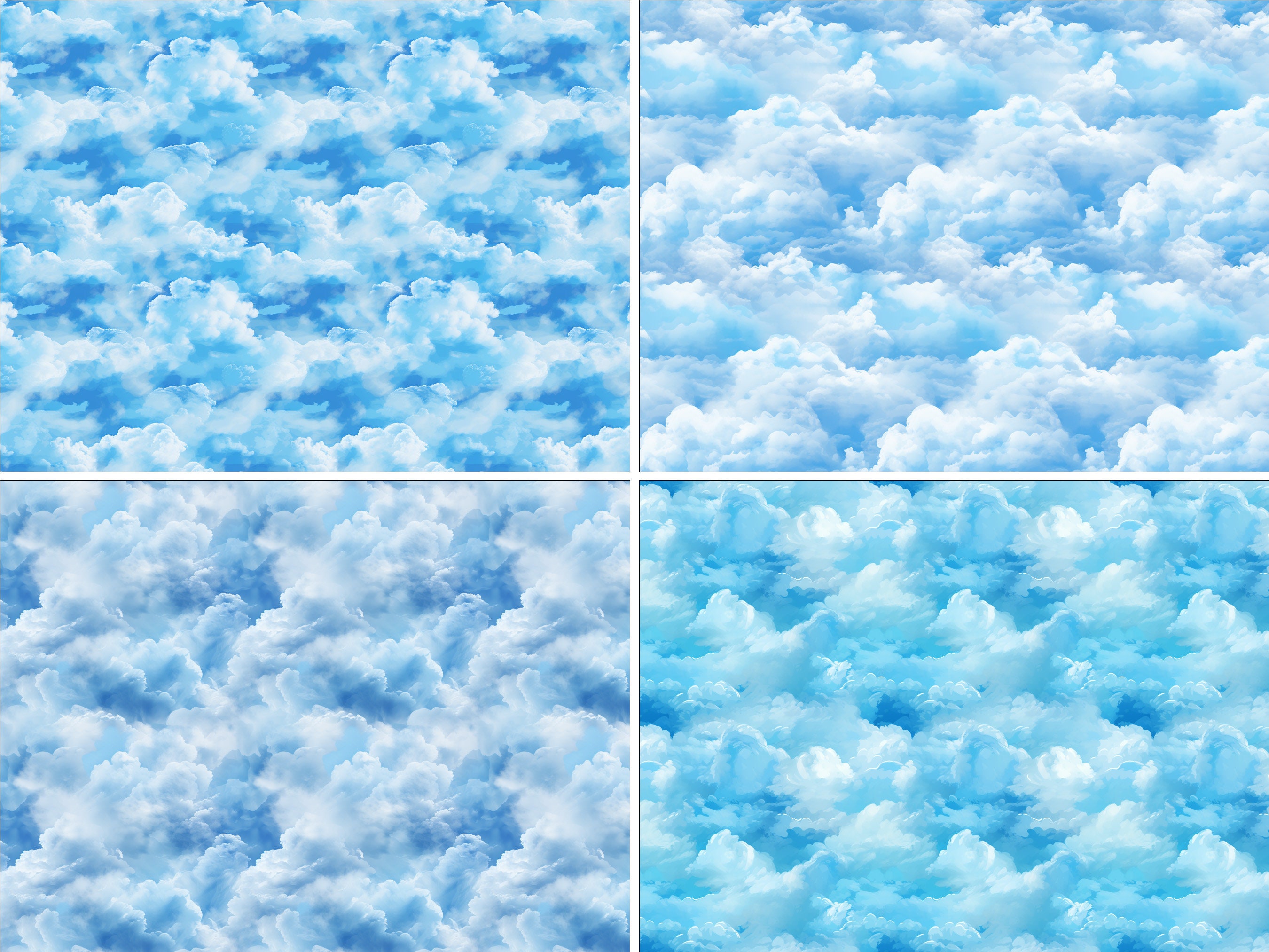 Blue Sky Seamless Pattern Digital Paper, Sky Backgrounds, Blue Gradient ...