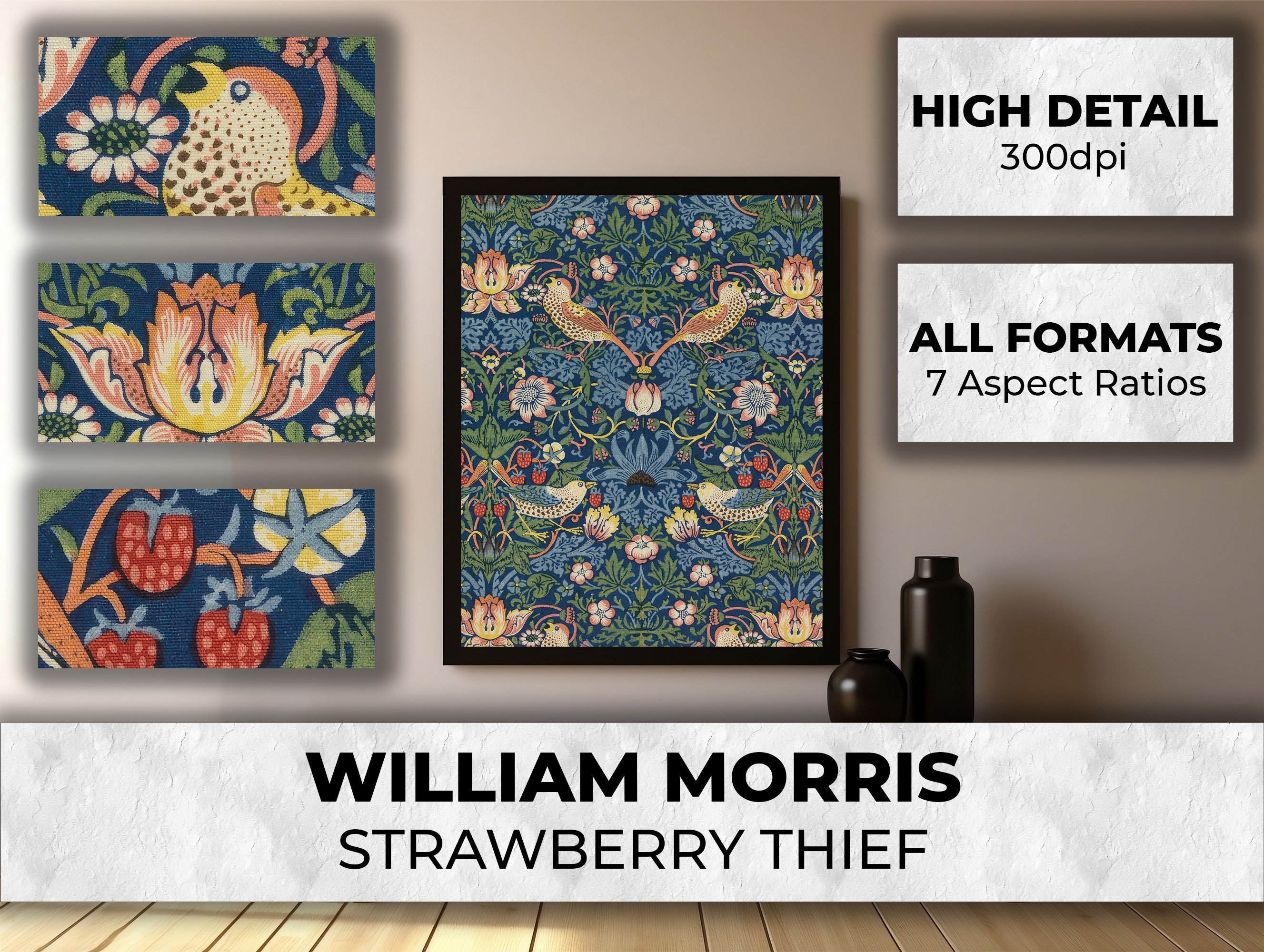 High Resolution Strawberry Thief Wall Art by William Morris, Printable ...