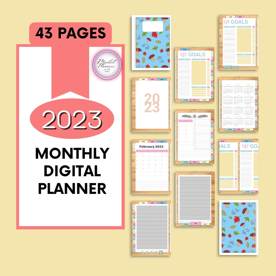 Monthly Digital Planner | Productivity Planner | Undated Digital ...