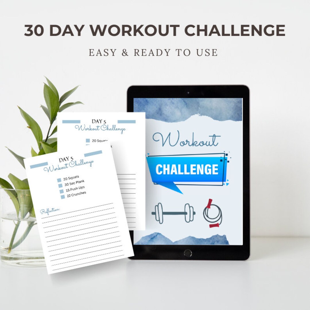 30-day Workout Transformation Printable Exercise Planner | Progress ...