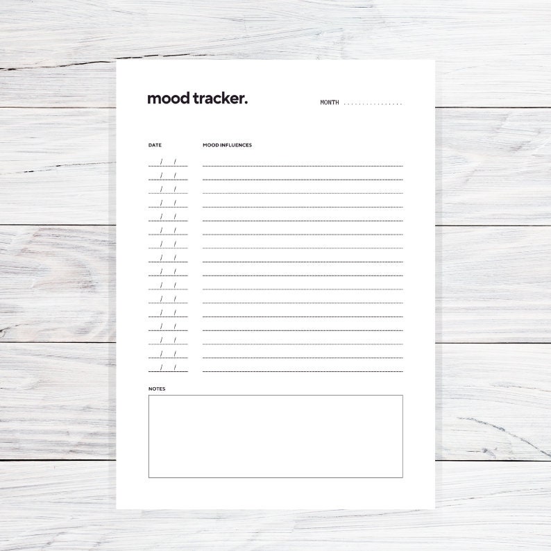 Printable Mood Tracker | Yearly, Monthly & Daily Logs for Mental Health ...