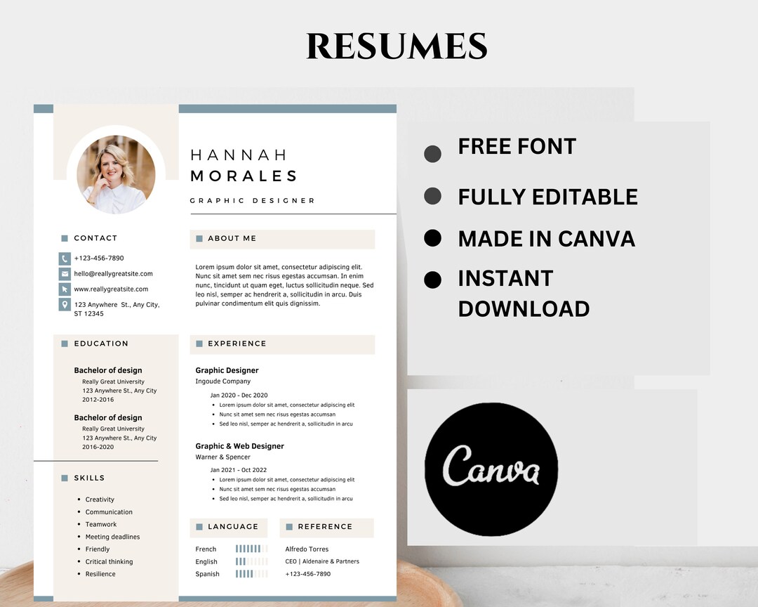 Resume, Basic Resume Modern Resume Template, Resume Canva Templates ...