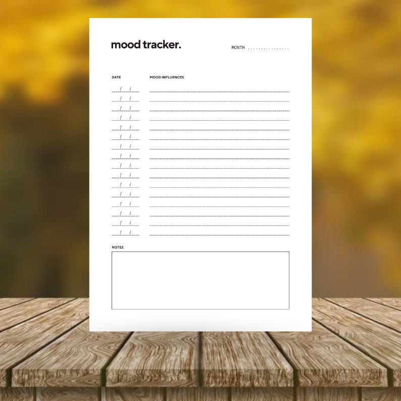 Printable Mood Tracker | Yearly, Monthly & Daily Logs for Mental Health ...