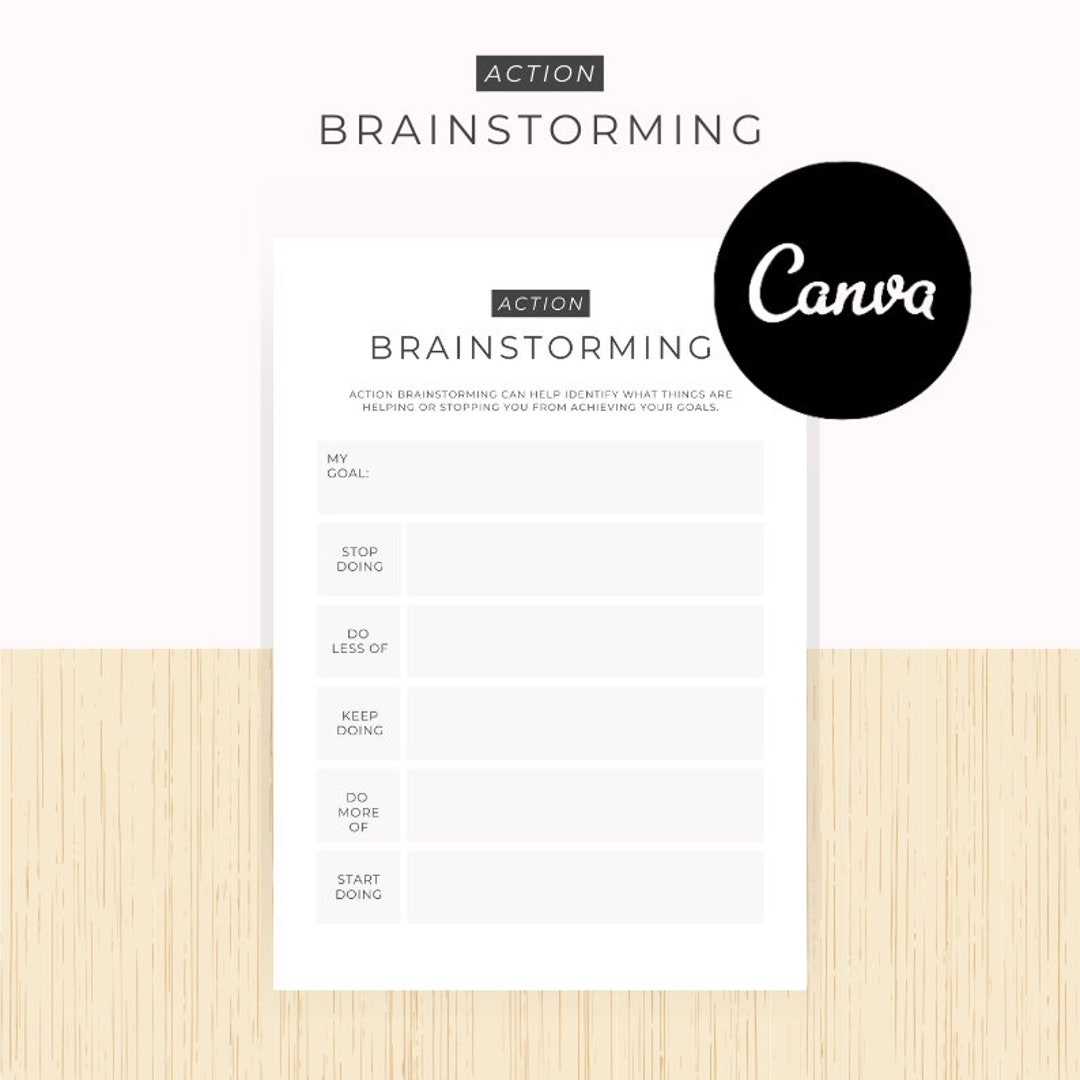 Minimal Action Brainstorm Goal Planning Worksheet | Canva Productivity ...