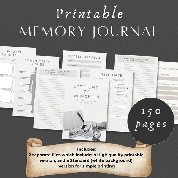 Capture a Lifetime of Memories With Our 150 Page Printable Journal ...