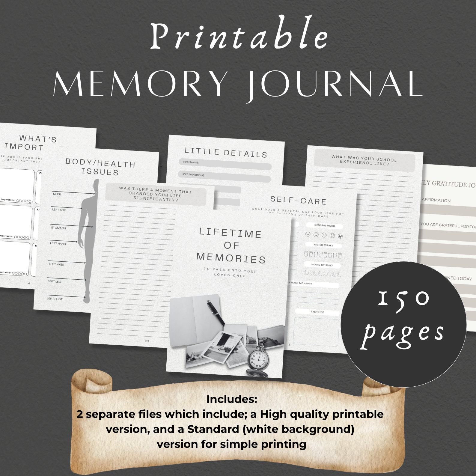 Capture a Lifetime of Memories With Our 150 Page Printable Journal ...