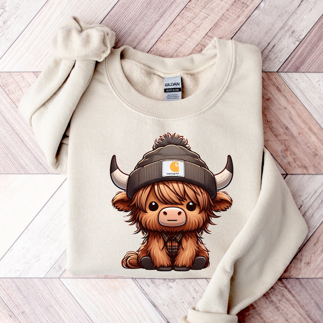 Highland Cow Sweatshirt, Highland Cow Crewneck, Cute Cow Hoodie ...