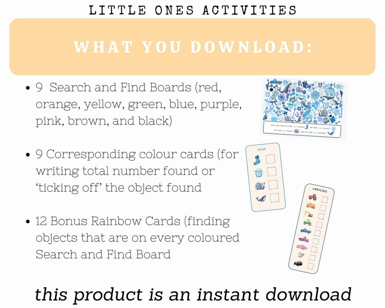 I Spy Printable: Colors & Counting Activity Sheets (digital Download ...