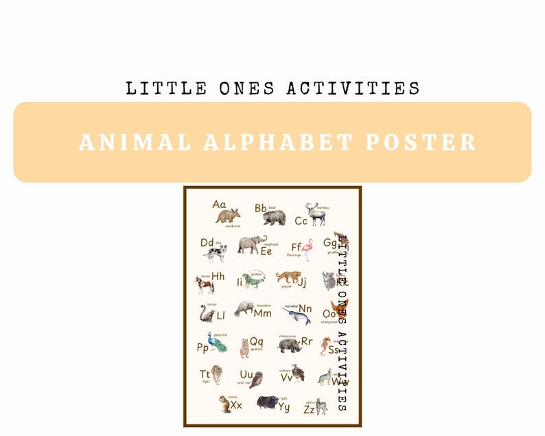 Animal Alphabet Poster A-Z - Nursery - Toddler - Bedroom & Playroom ...