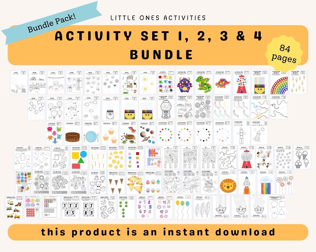 Preschool Activity Bundle | Fine Motor Skills Printable (84 Pages ...