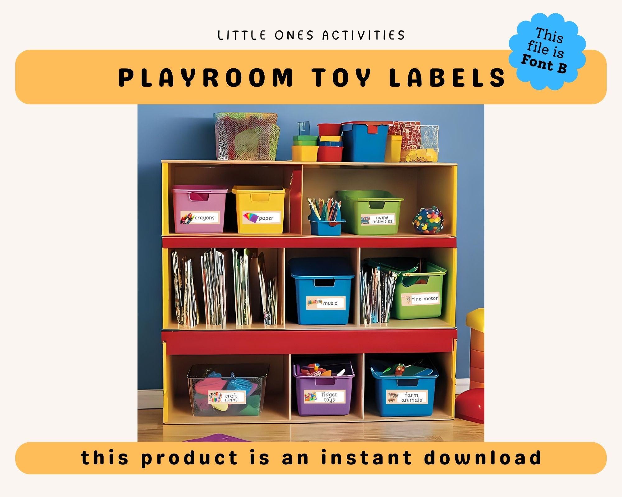 Playroom Toy Labels | Kids Bin Tags Organization | Montessori ...