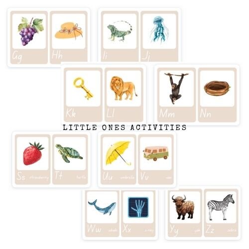 Alphabet A-Z Flashcards Activity Cards Letters Sounds Learning Through ...