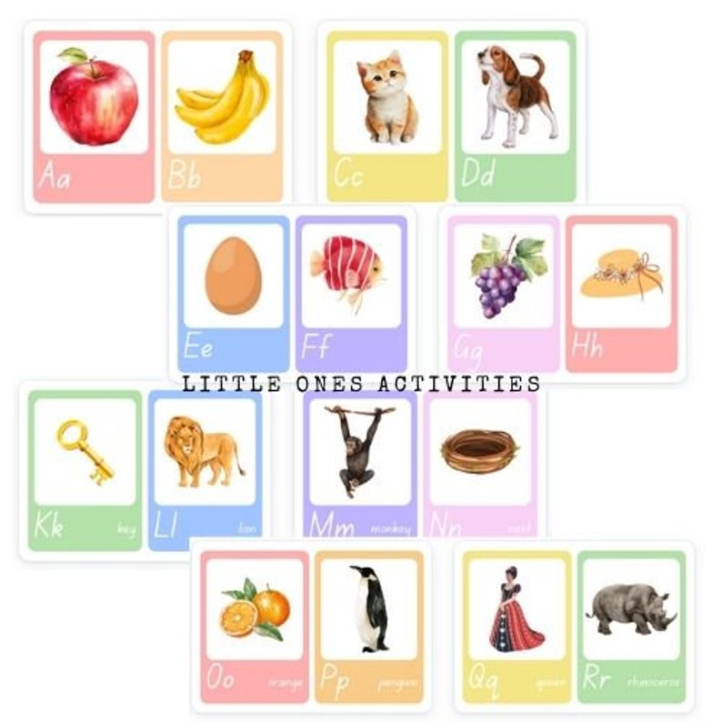 Alphabet A-Z Flashcards Activity Cards Letters Sounds Learning Through ...