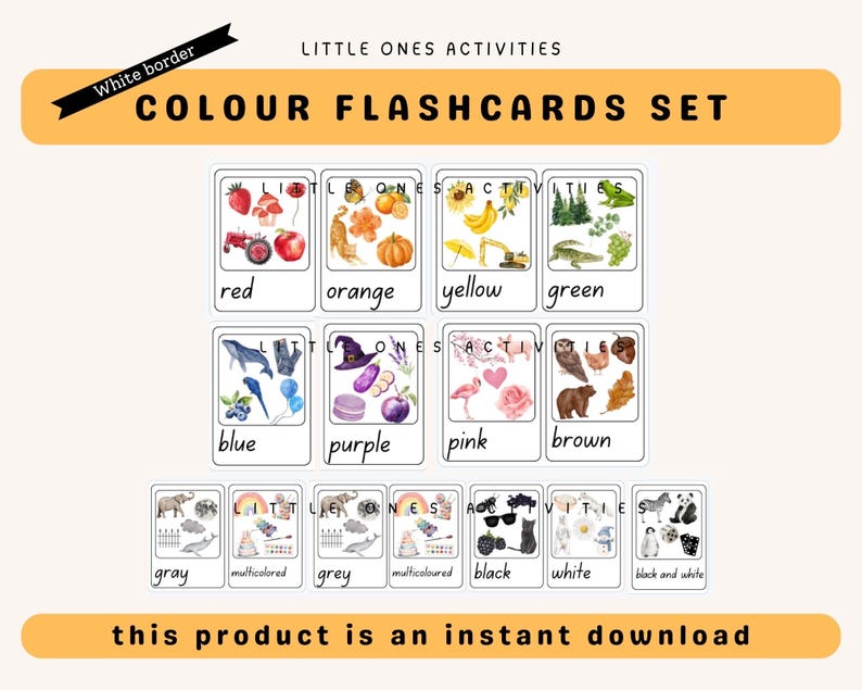 Colour Cards - Color Learning - Recognition - Printable - Flashcards ...