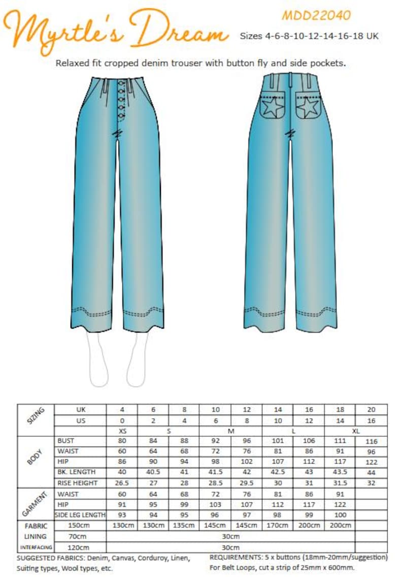 Pattern. Relaxed Fit, in Waist, Cropped Length Denim With Button Fly ...