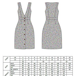 Pinafore Mini Dress Sewing Pattern: Low V-front, Button Closure (sizes ...