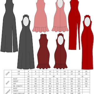 Pattern. Stretch Knit Dress With Turtleneck and Mesh Open Back. Easy to ...