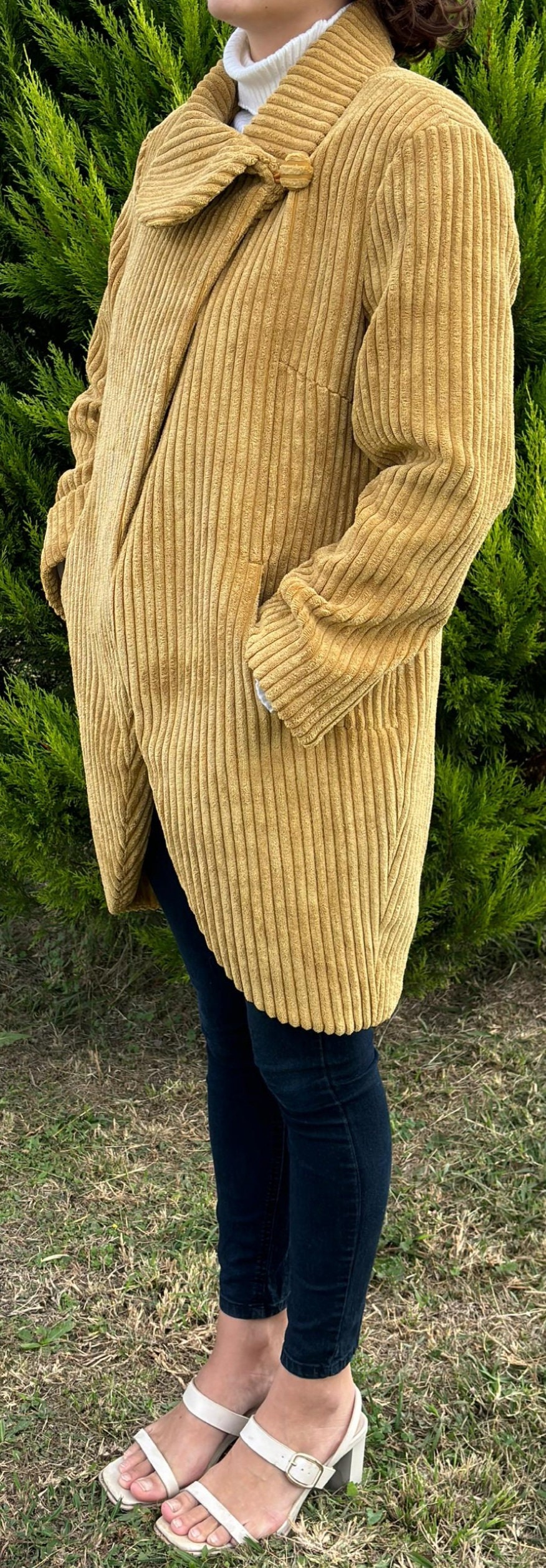 Pattern. Wrap Over Cocoon Shaped Coat With Drop Shoulders and Concealed ...