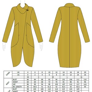 Pattern. Wrap Over Cocoon Shaped Coat With Drop Shoulders and Concealed ...