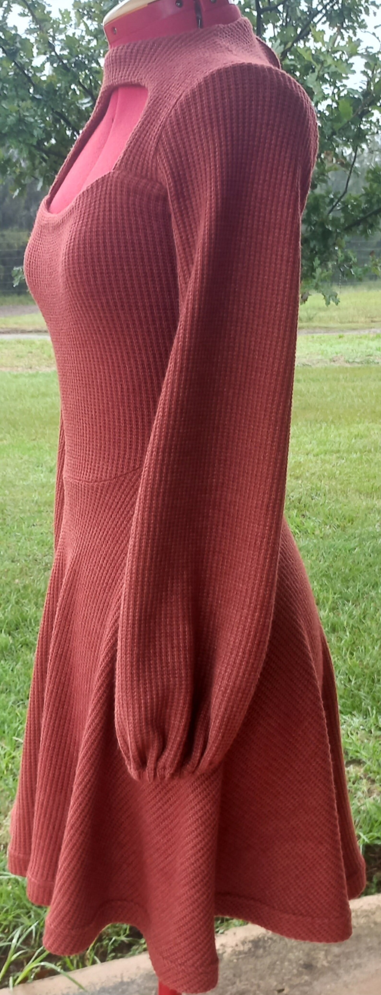 Stretch Knit Mini Dress Sewing Pattern: High Neck, Bishop Sleeves (PDF ...