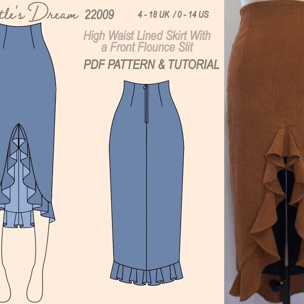 Pencil Skirt With Flounce Pattern - Etsy