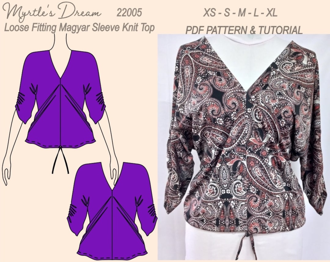 Pattern. Loose-fitting Magyar-sleeve Knit Top With Ruching Detail on ...