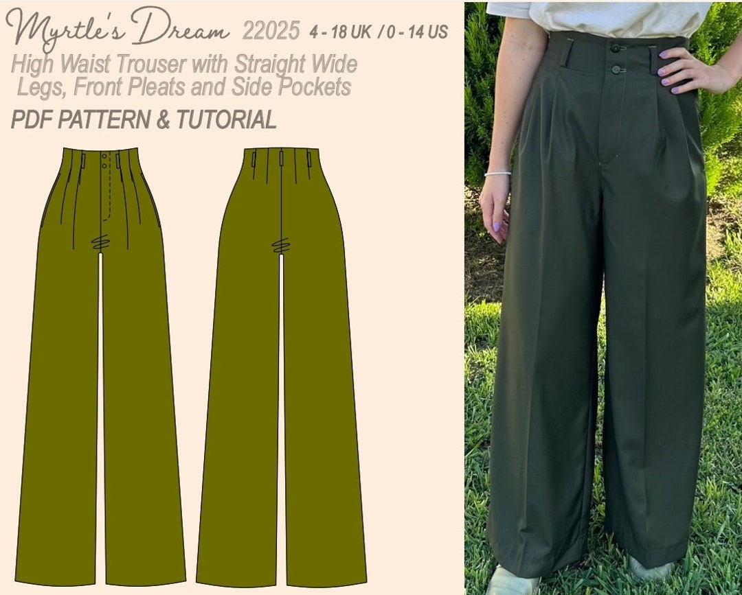Pattern. Wide Leg Trouser With High Waist, Front Pleats and Side ...
