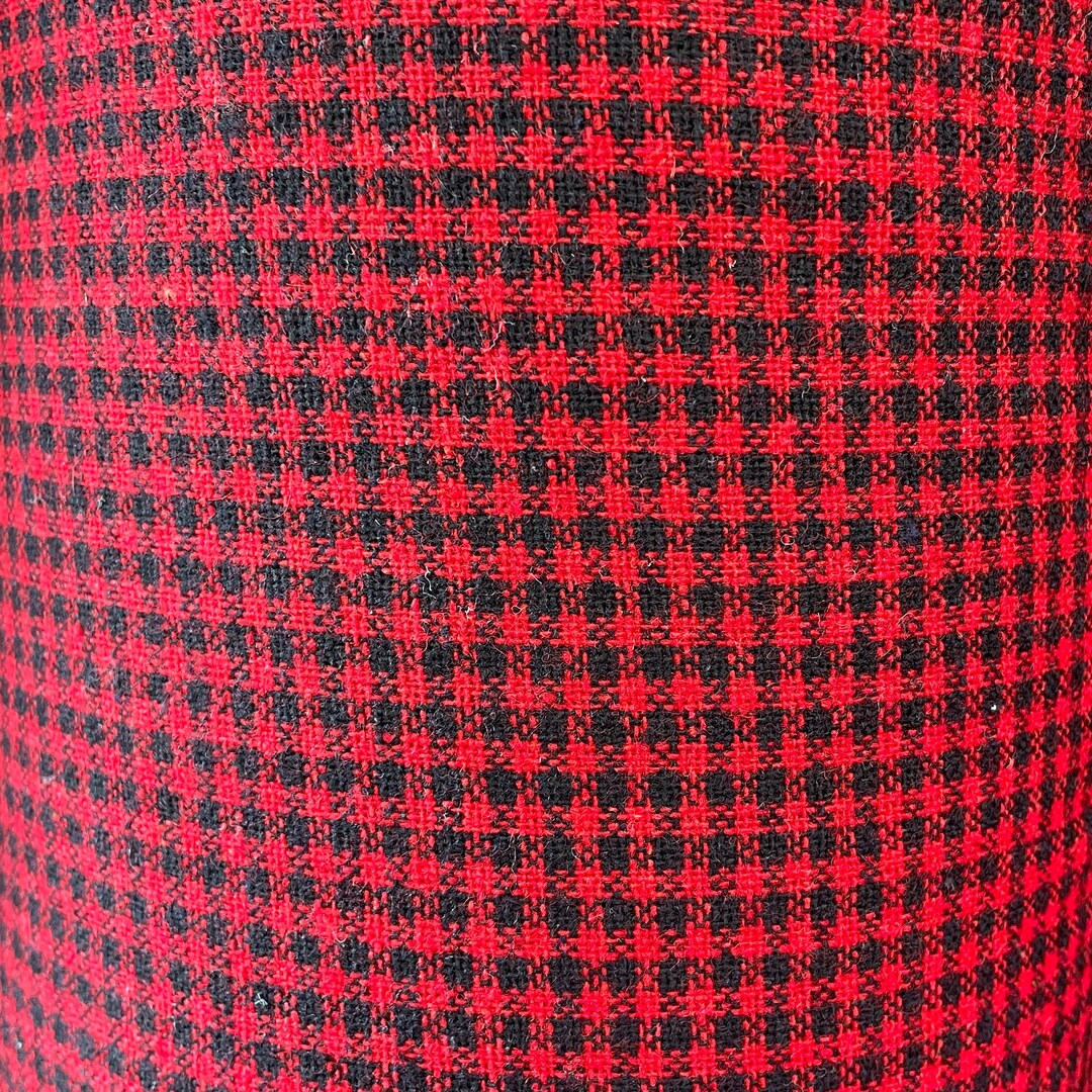TRADITIONAL WELSH PATTERN: Red and Black Check Brushed Wool Mix Fabric ...