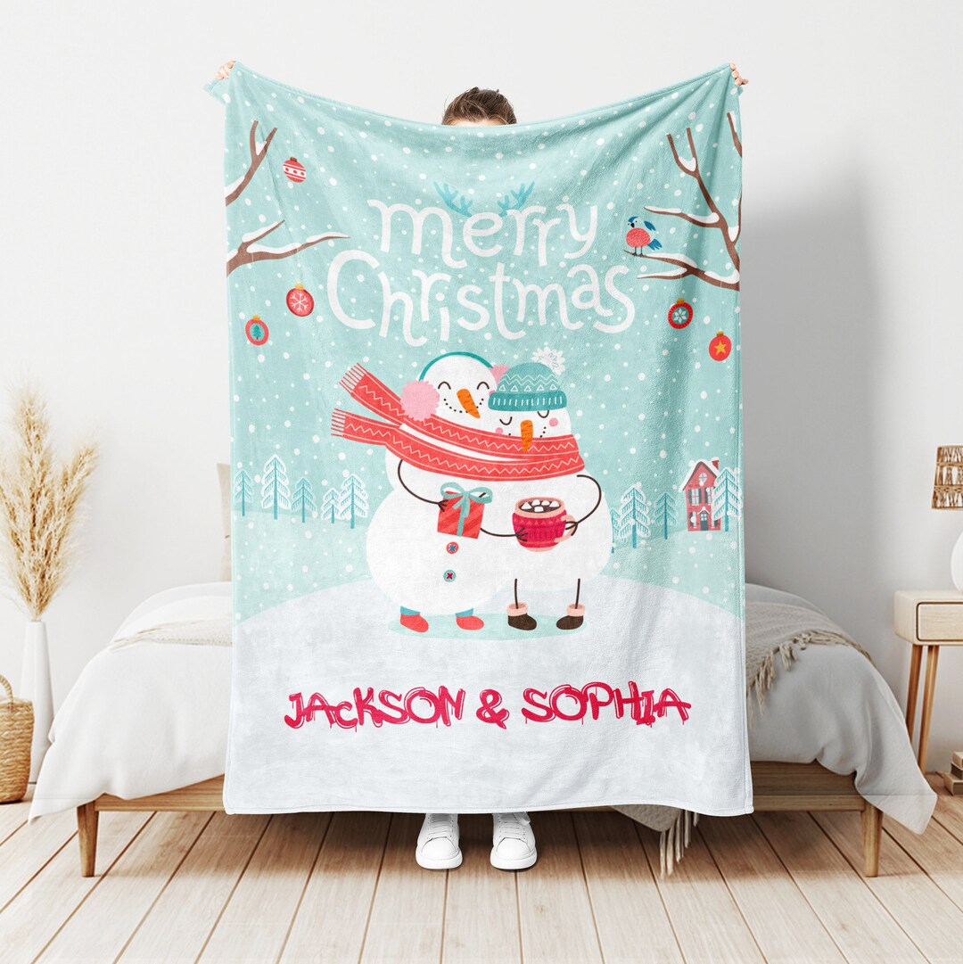 Personalized Christmas Snowman Blanket Snowman Couple - Etsy