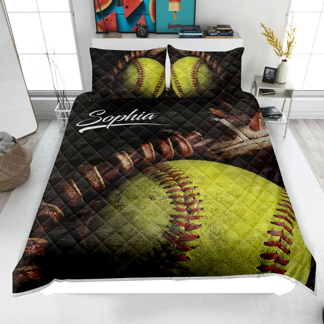 Personalized Softball Quilt Set Softball Ball Glove Quilt - Etsy