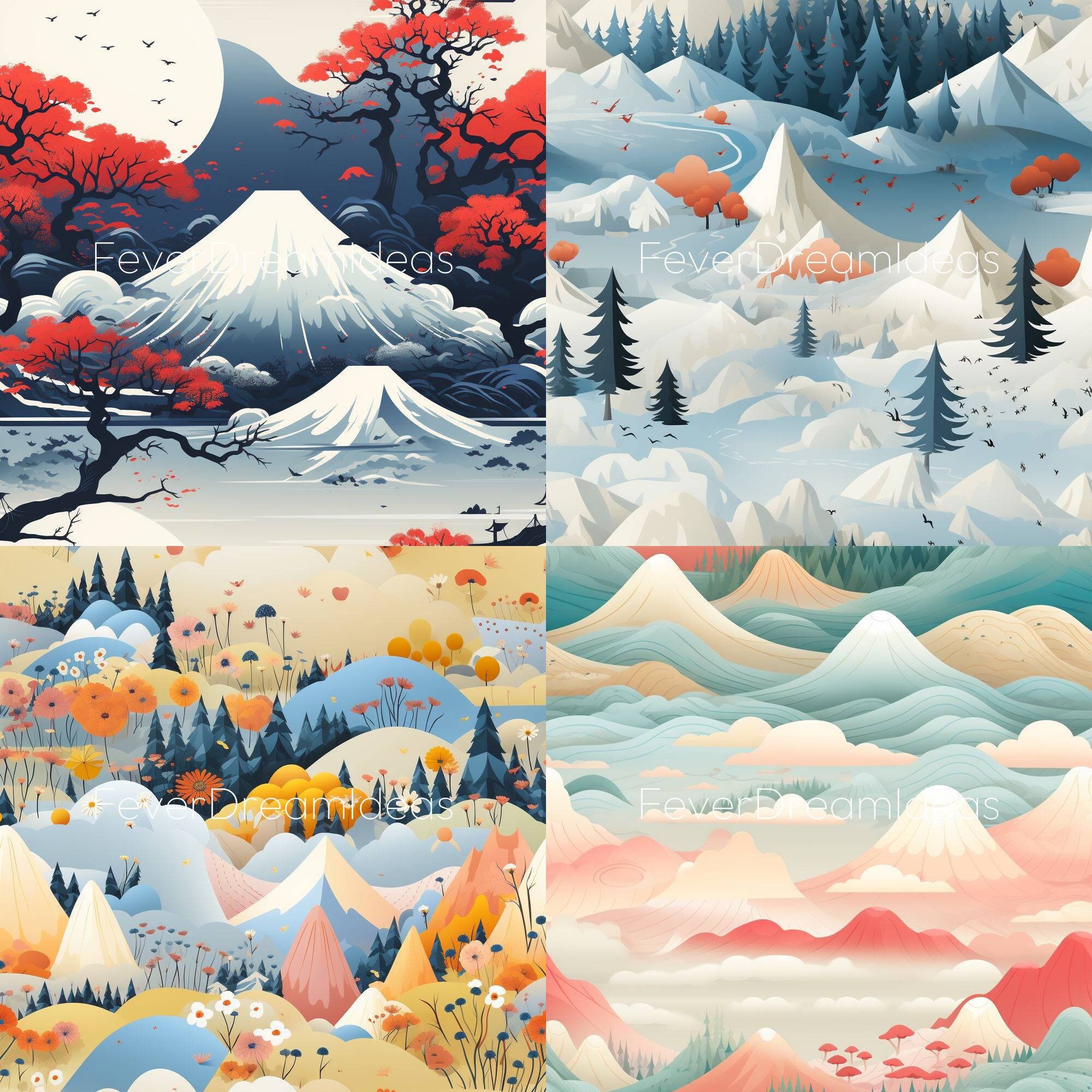 Seamless Mountain Patterns 16 Patterns Digital Paper, Different ...