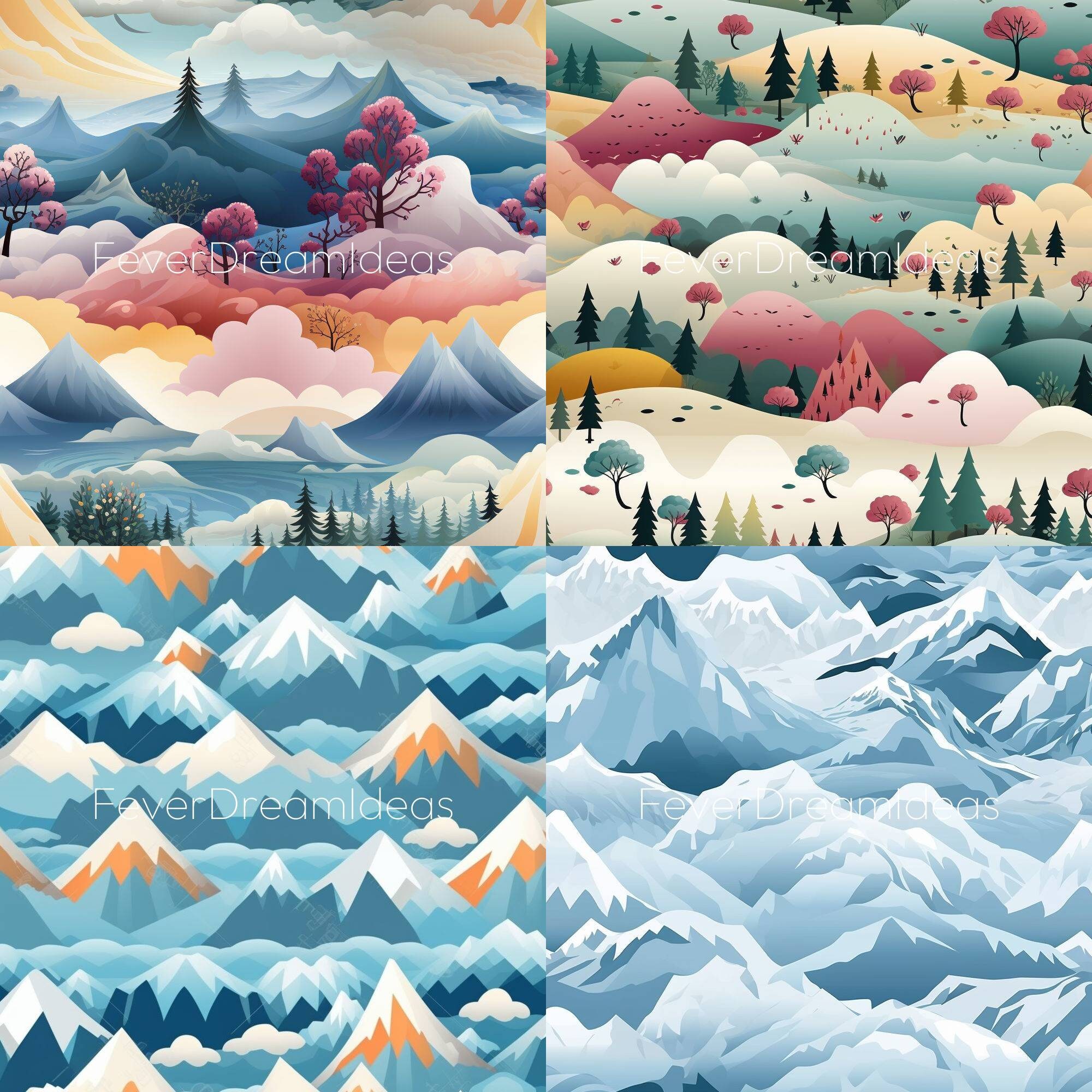 Seamless Mountain Patterns 16 Patterns Digital Paper, Different ...