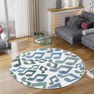 Music Themed Soft Rugs for Music Room, Musical Notes Patterned Soft ...