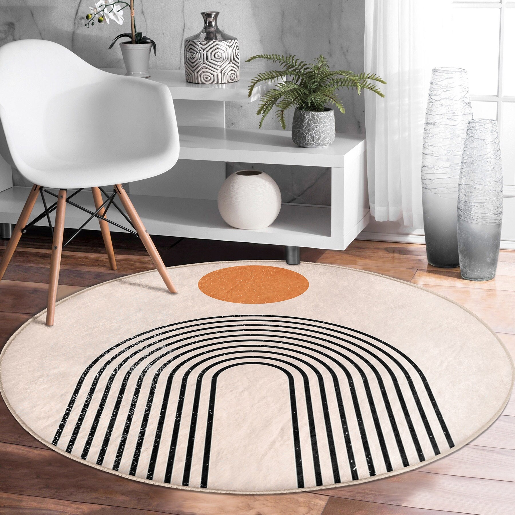 Abstract Sun Designed Rug Boho Style Circle Mats for Dining - Etsy