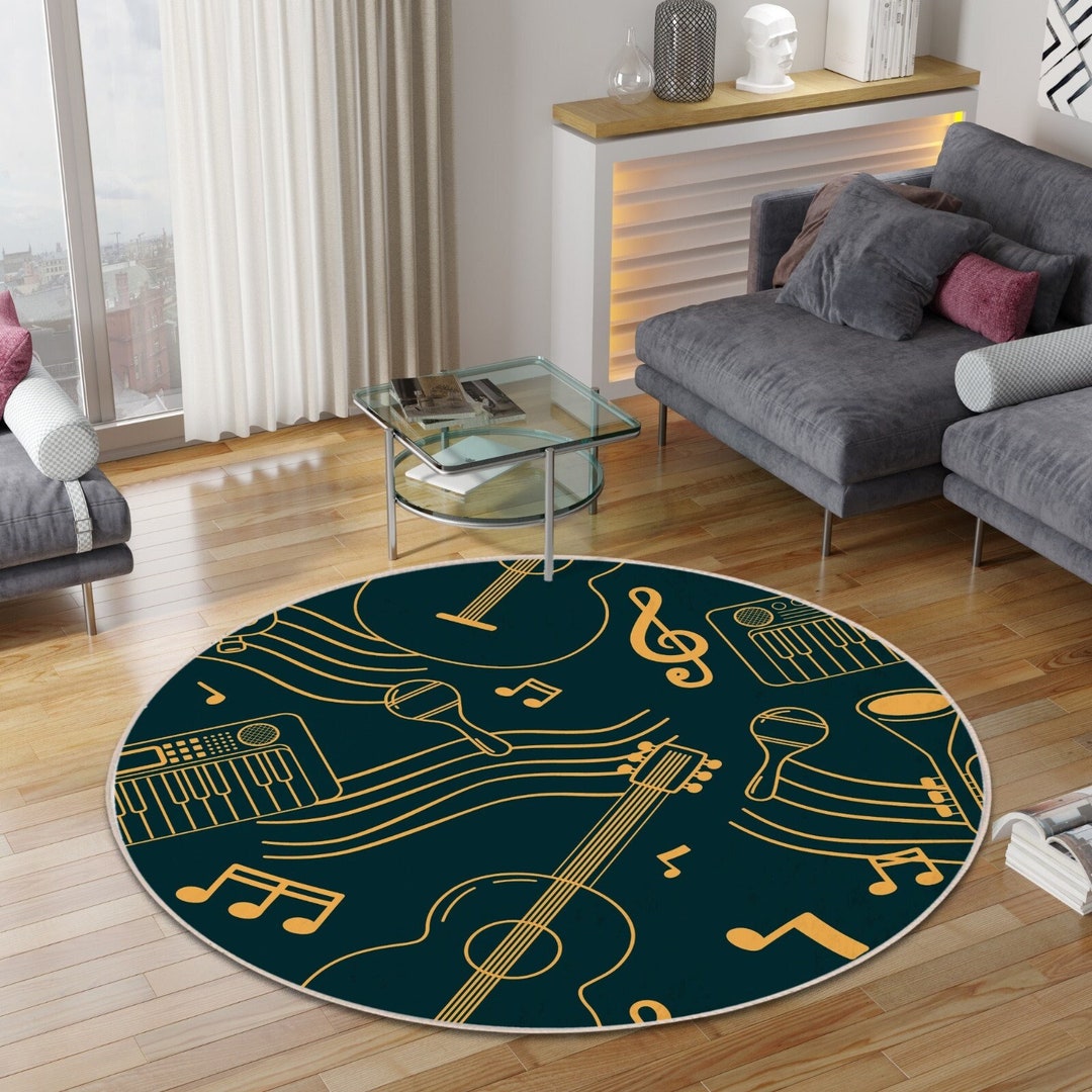 Music Themed Rugs, Guitar Patterned Soft Rugs for Music Room, Musical ...