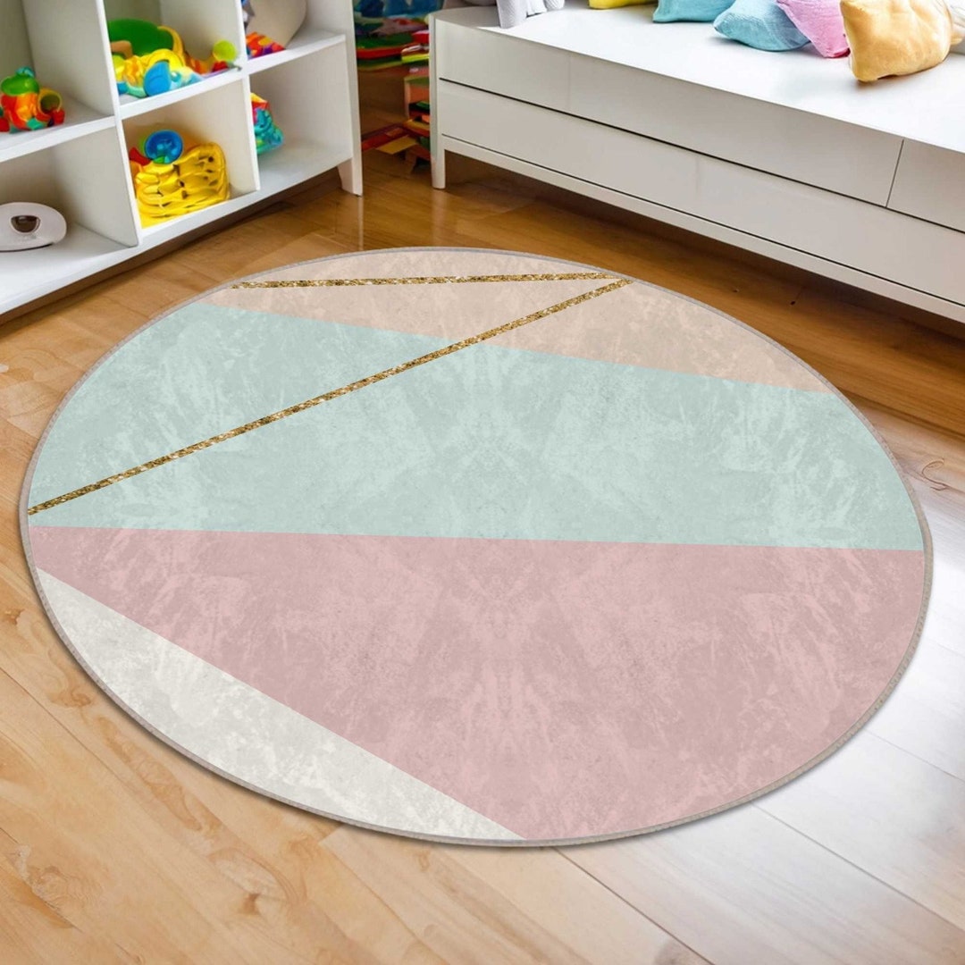 Pastel Colors Rug for Room, Circular Rug, Round Rug for Dining Room ...