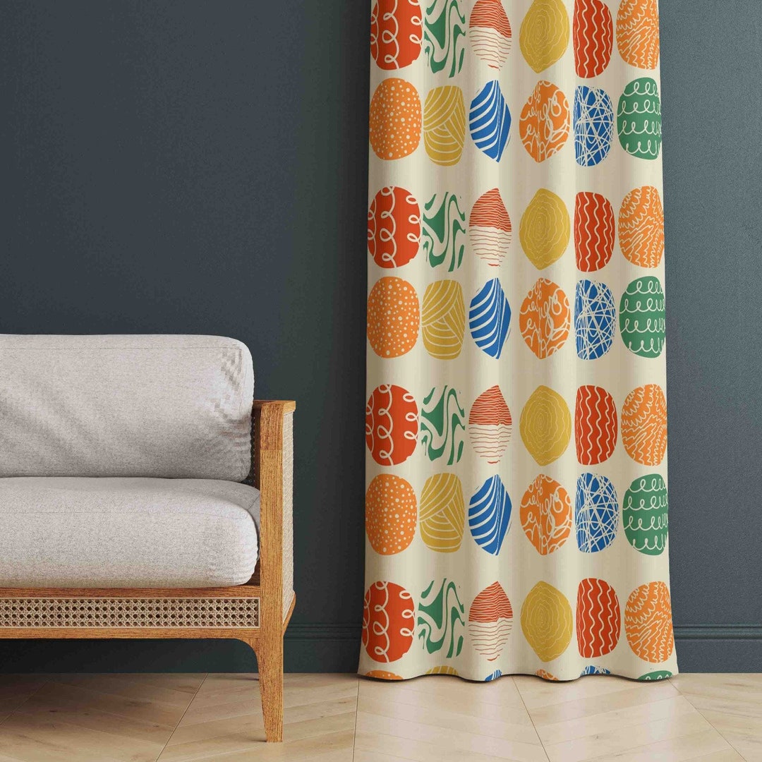 Abstract Colorful Circles Curtain: Modern Art Decor Drapes - Etsy