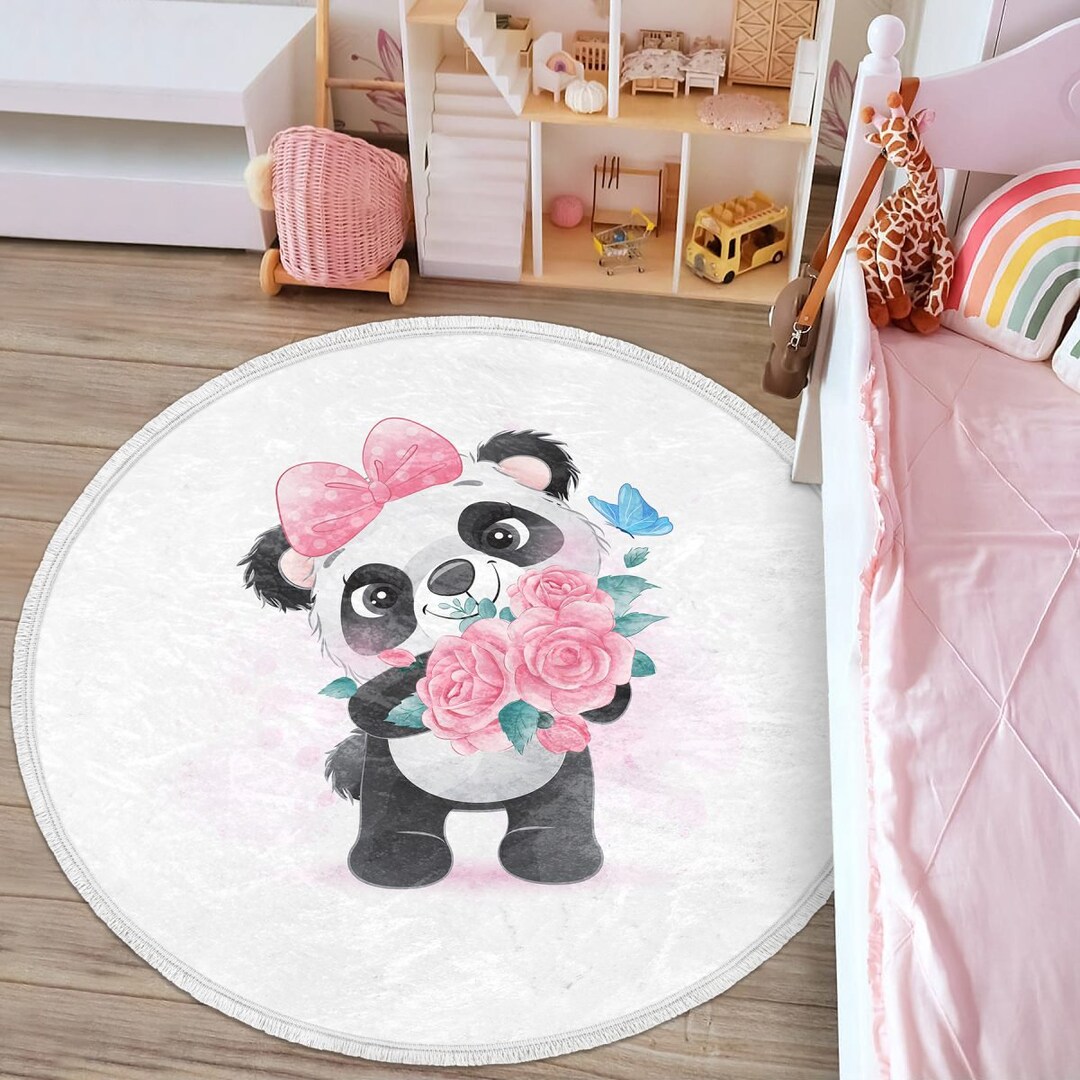 Panda Rug for Nursery Panda Pattern Rug Nursery Decor Baby - Etsy