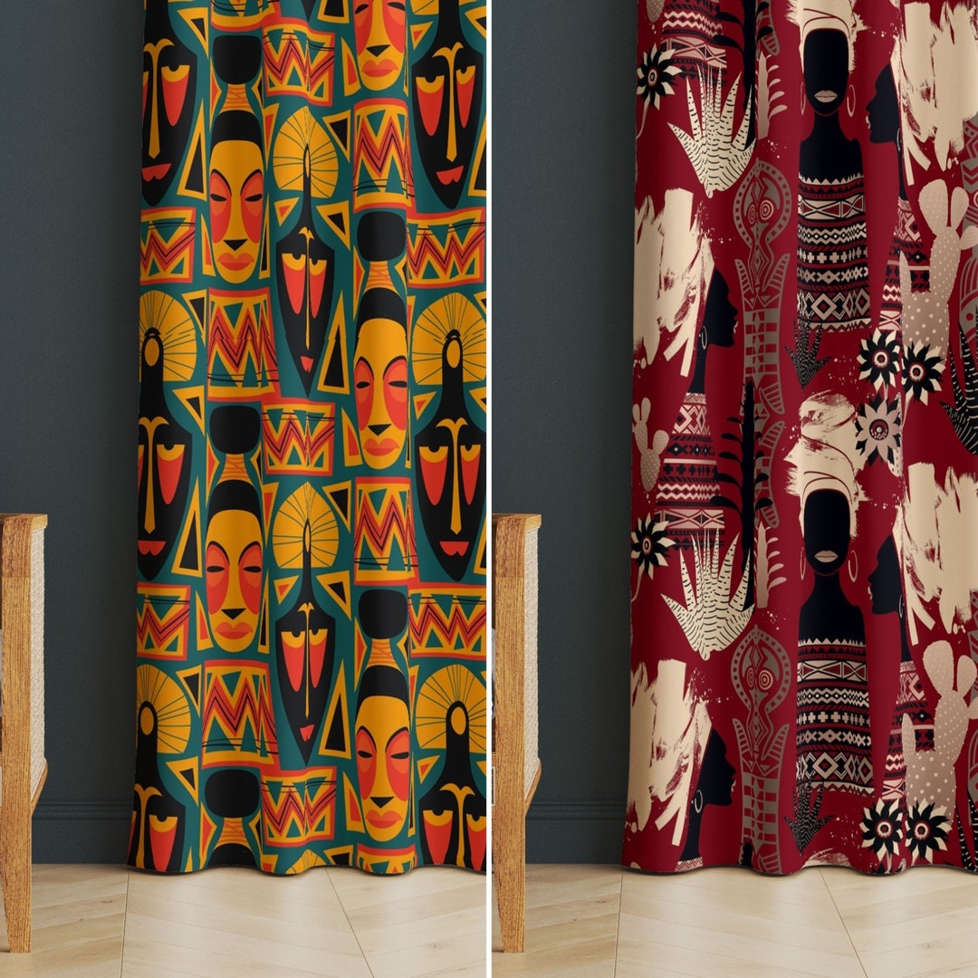 African Ethnic Curtains for Living, African Themed Home Curtains ...