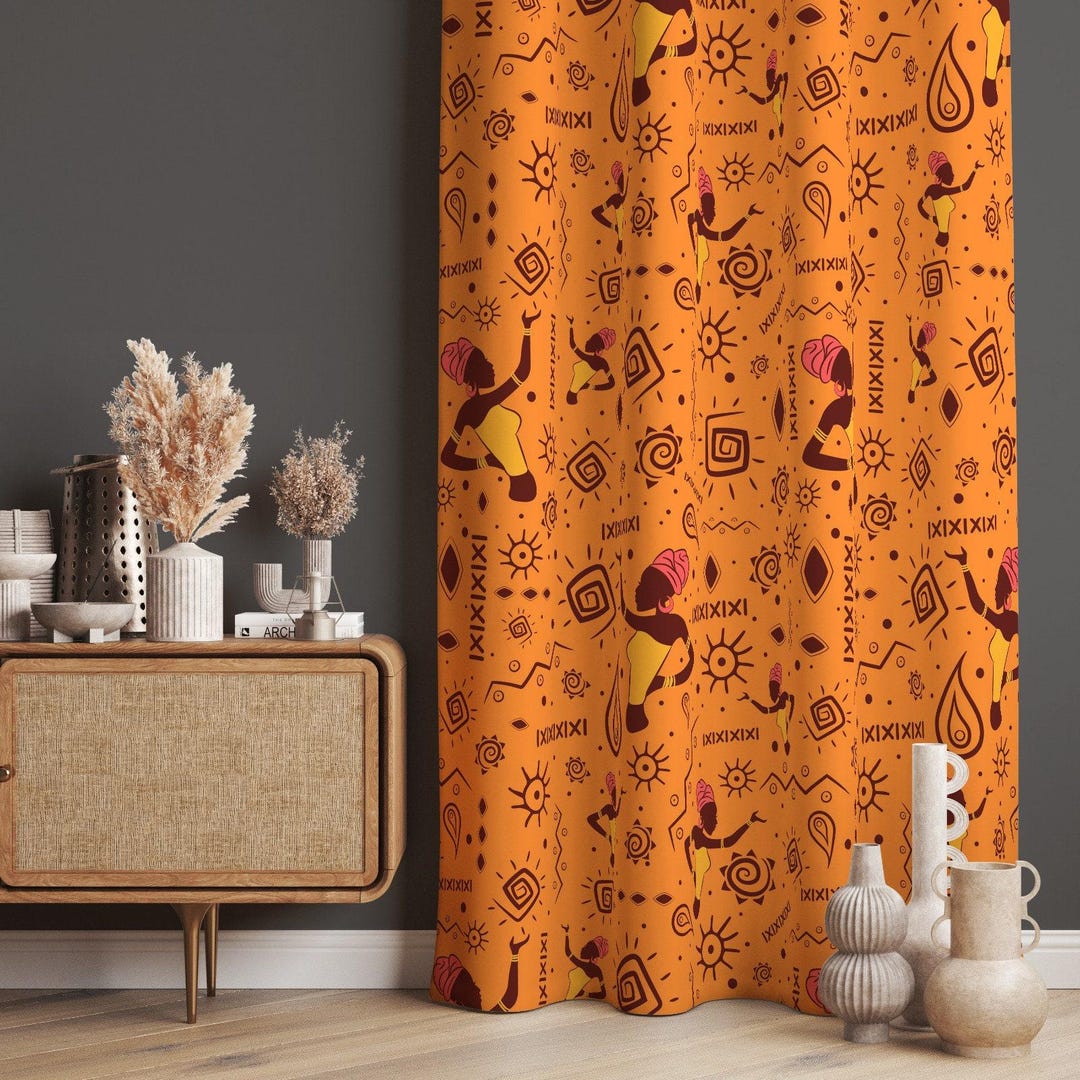 African Curtains, Drapery for Living Room, African Themed Home Curtains ...
