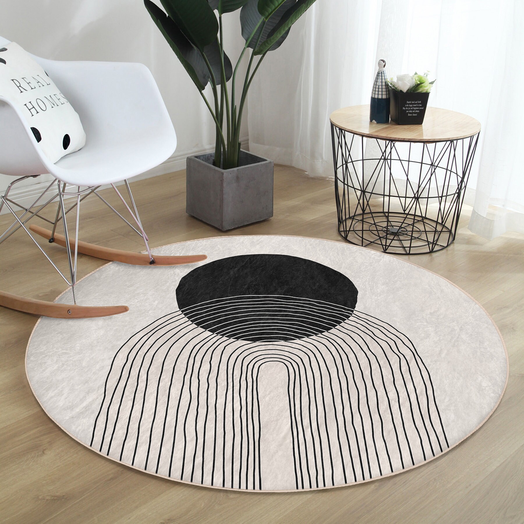 Minimalist Round Mat Machine-washable Rug Circular Mat - Etsy