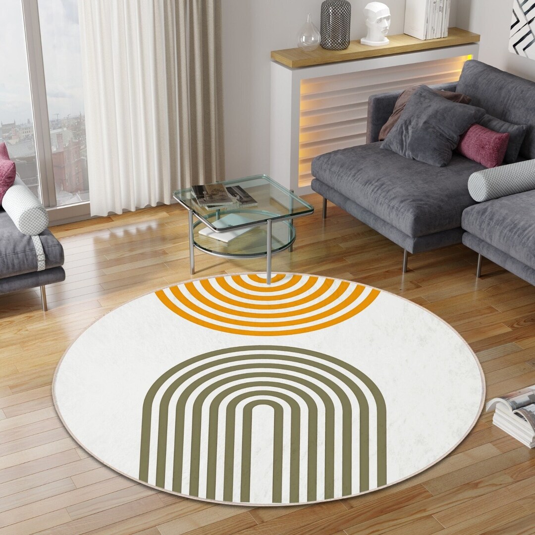 Boho Style Rugs, Minimalist Patterned Round Rugs for Boho Decor ...