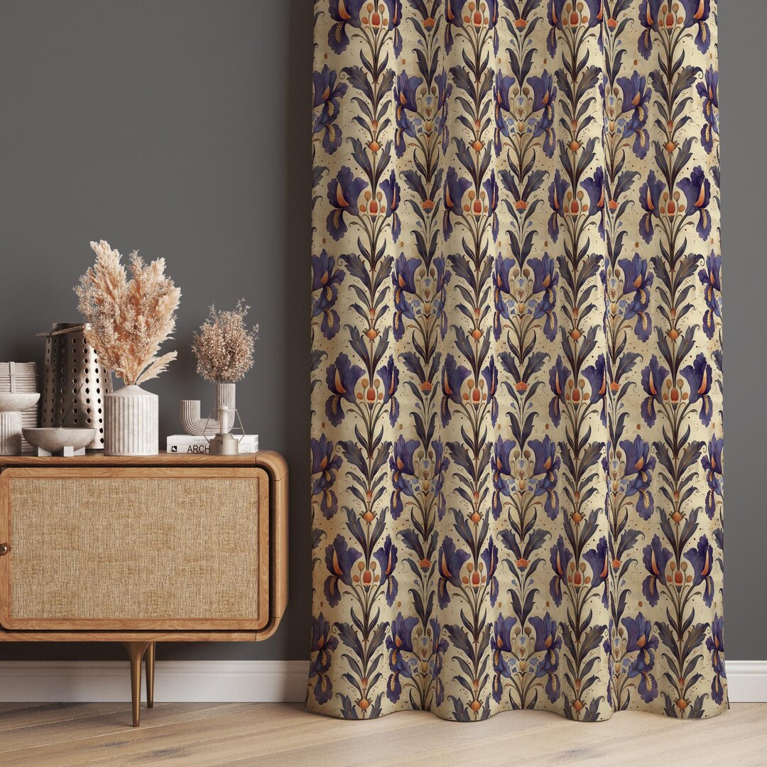 Vintage Style Rustic Decor Curtains, Floral Decor Rustic Style Curtains ...